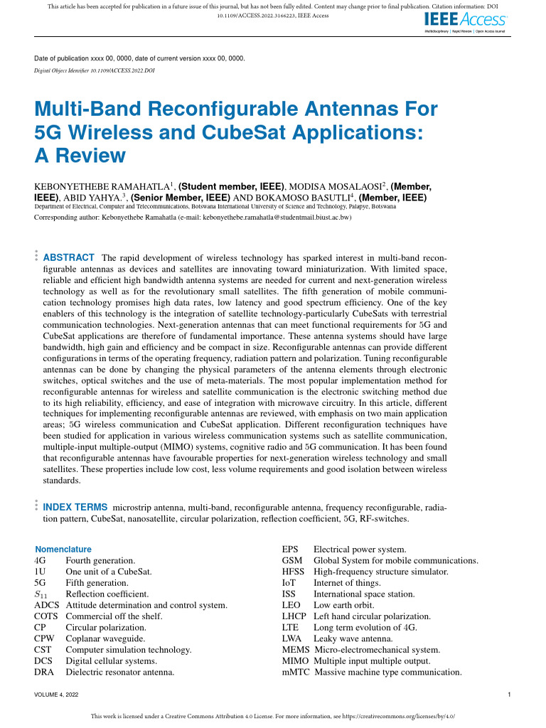 Multi Band Reconfigurable Antennas For 5 | PDF | Antenna (Radio ...
