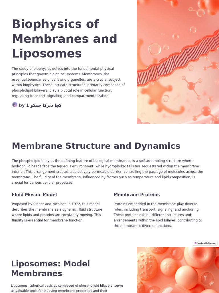 Biophysics of Membranes and Liposomes | PDF | Cell Membrane | Liposome