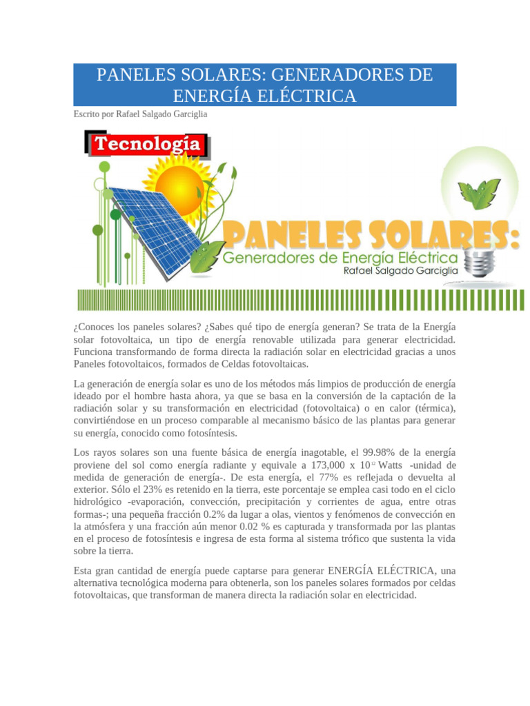 Paneles Solares | PDF | Energía solar | Fotovoltaica