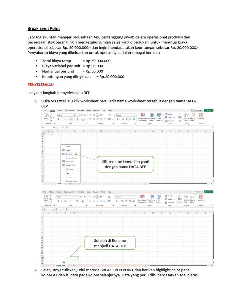 Grafik Break Even Point di Excel | PDF