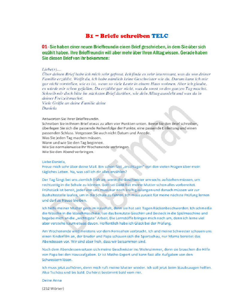 Schrieben Telc B1 | PDF