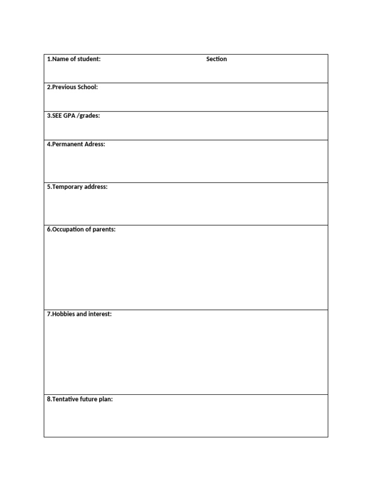 Mentee's Personal Detail Form | PDF