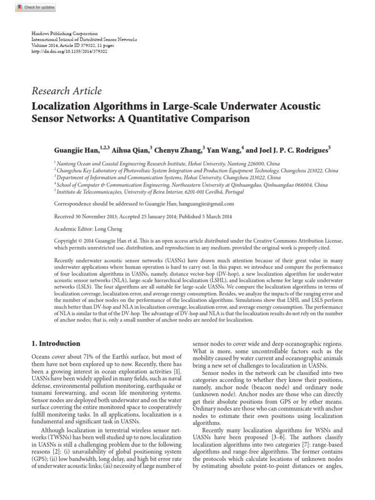 Han Et Al 2014 Localization Algorithms in Large Scale Underwater Acoustic Sensor Networks A ...