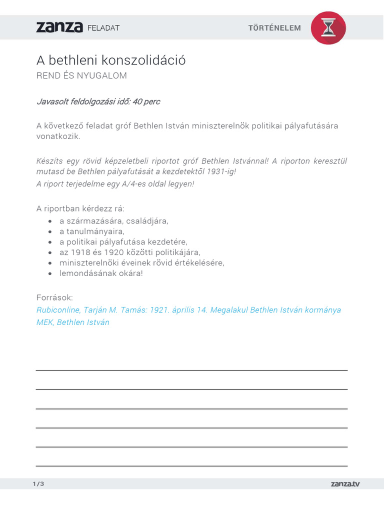 270 Tortenelem Feladatlap 1 | PDF