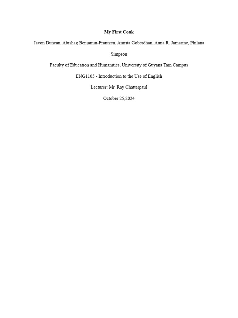 My First Conk (Group5) | PDF