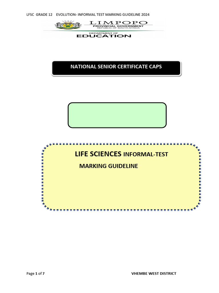 Grade 12 Life Sciences Marking Guide | PDF | Reproduction | Biological ...