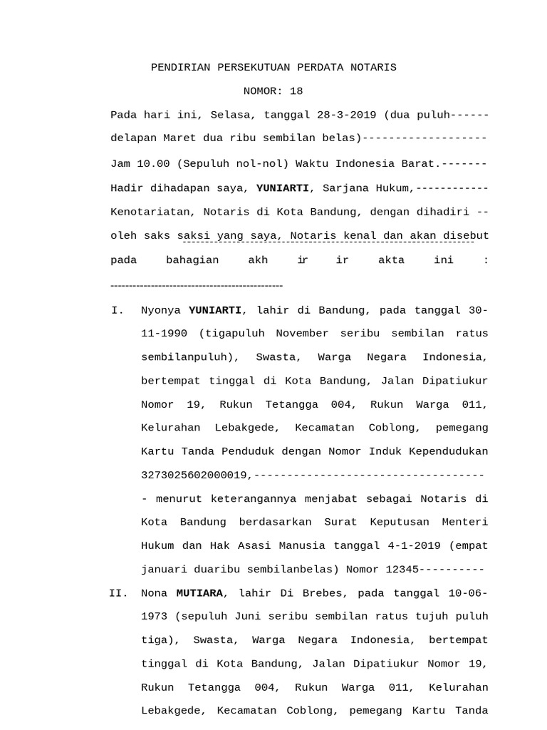 Pendirian Persekutuan Perdata Notaris | PDF