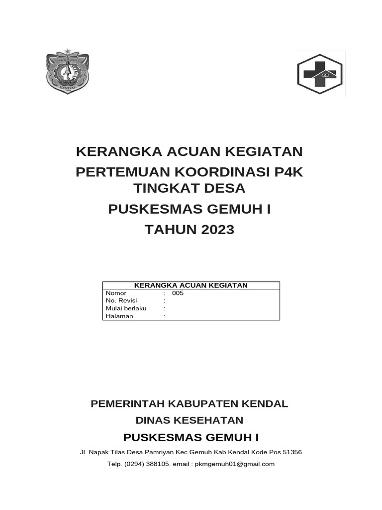 Kak Pertemuan Koordinasi P4K MMD | PDF