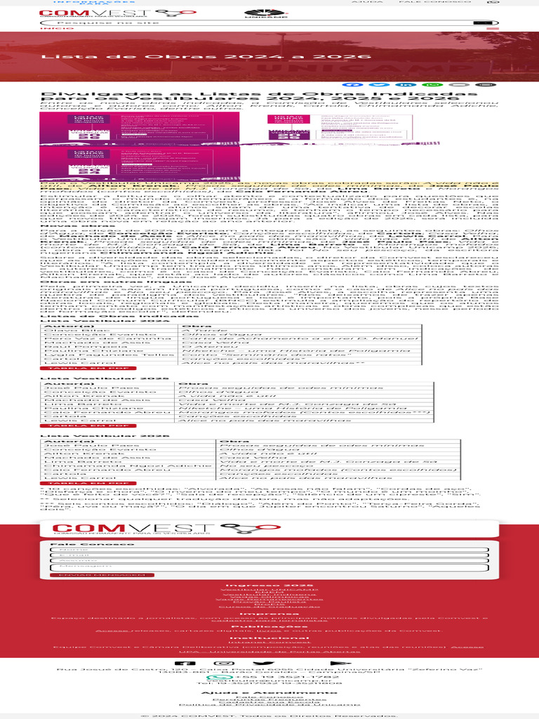 Lista de Obras 2024 A 2026 - COMVEST | PDF | Contos
