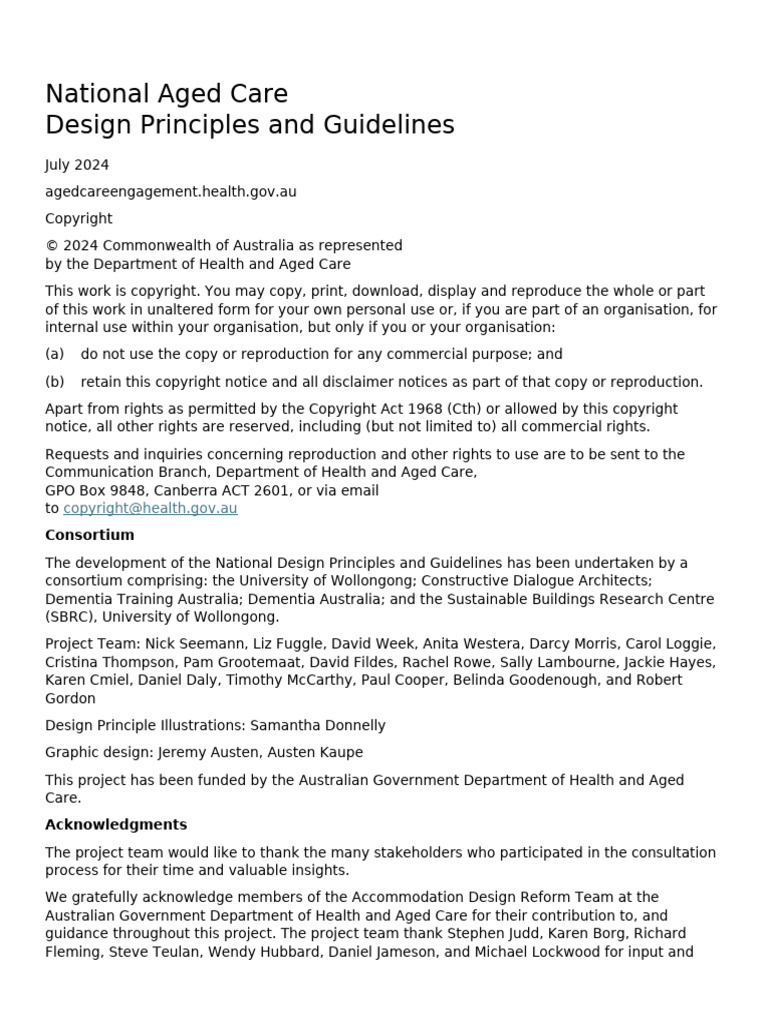 National Aged Care Design Principles and Guidelines | PDF | Elderly ...