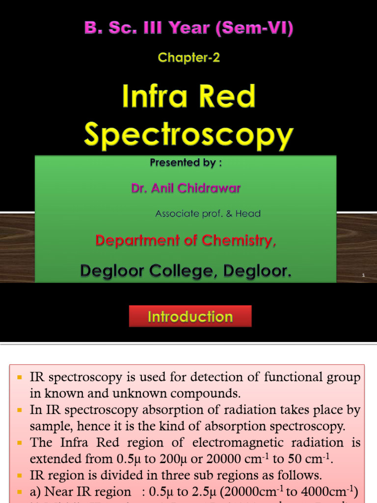 BSC III Sem VI I R Spectros | PDF | Infrared Spectroscopy | Amine