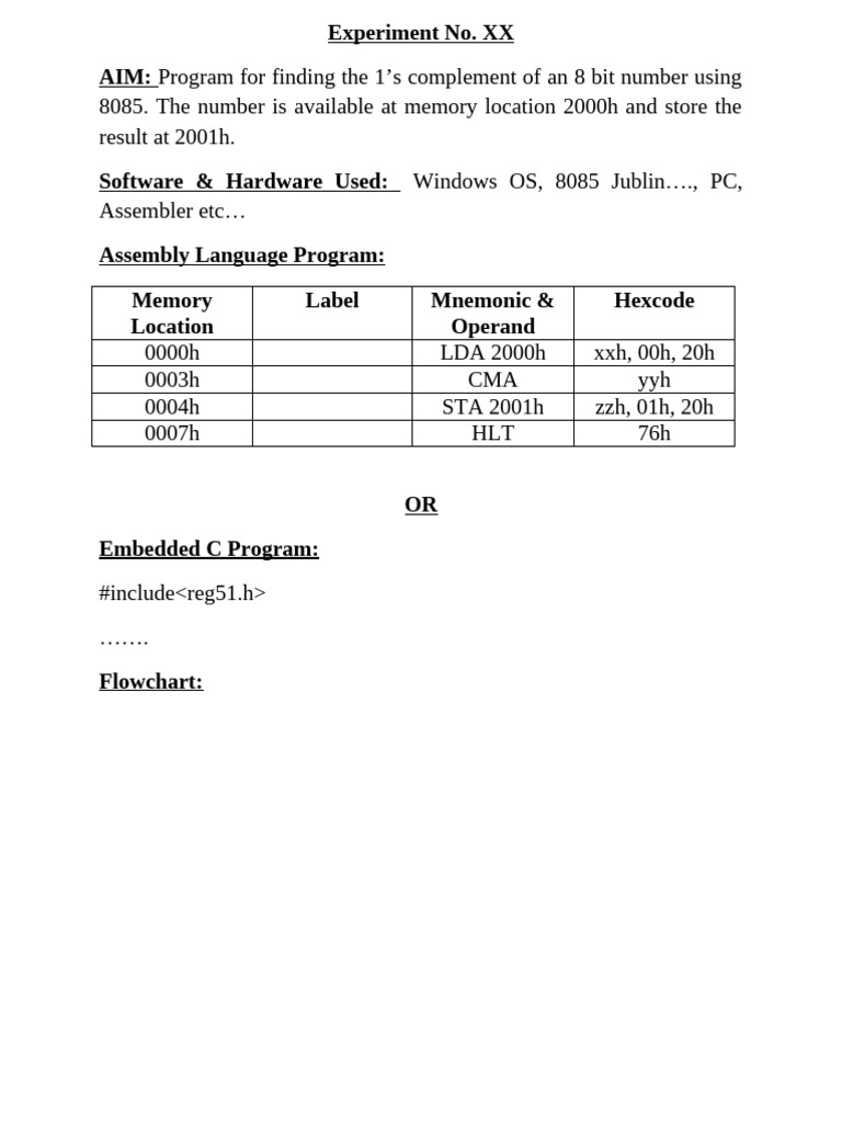 8085 1's Complement Program Guide | PDF | Teaching Methods & Materials | Computers