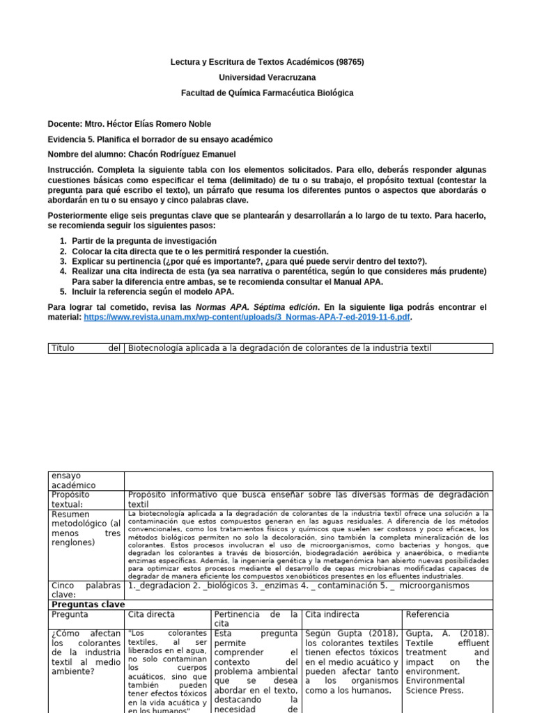 ED05 ChaconEmanuel | PDF | Biotecnología | Ensayos