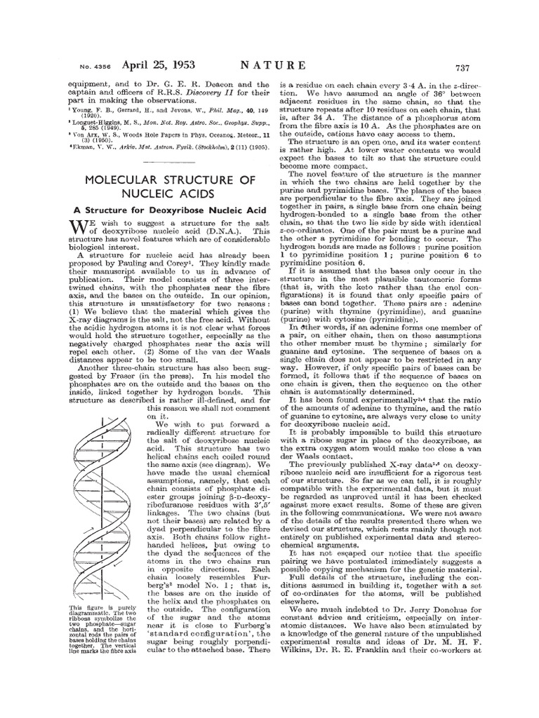 1953 Nature Papers Watson Crick Wilkins Franklin | PDF | Francis Crick ...