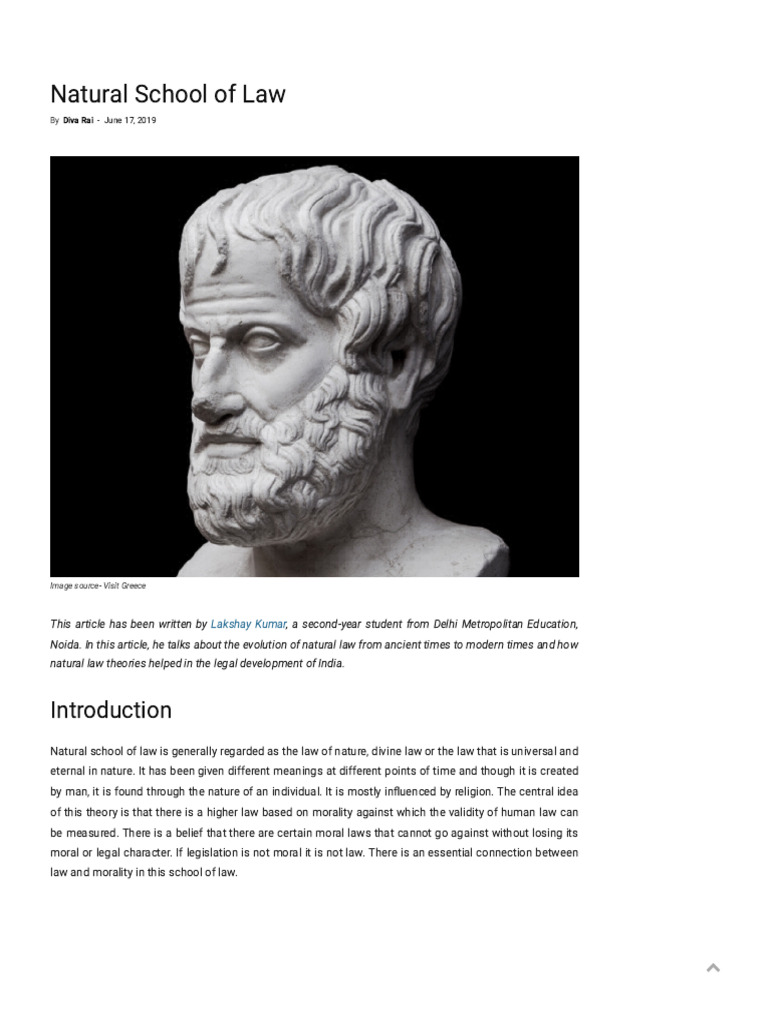 An Overview of The Natural School of Law - Ipleaders | PDF | Natural ...