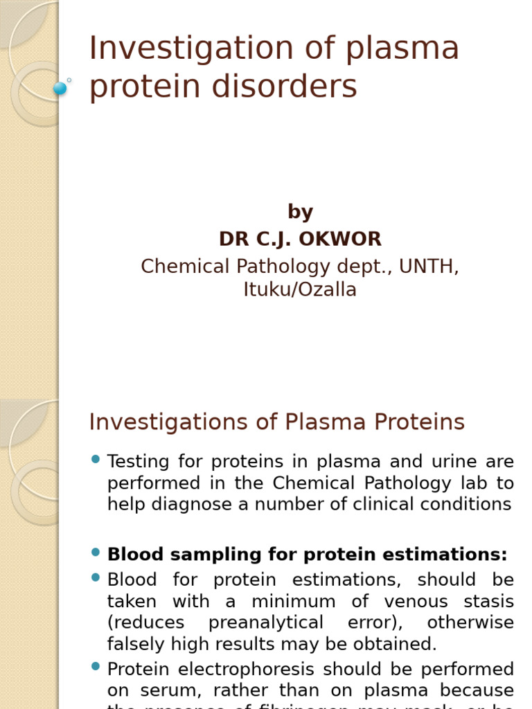 Plasma Protein Disorder Analysis | PDF | Medical Specialties | Clinical ...