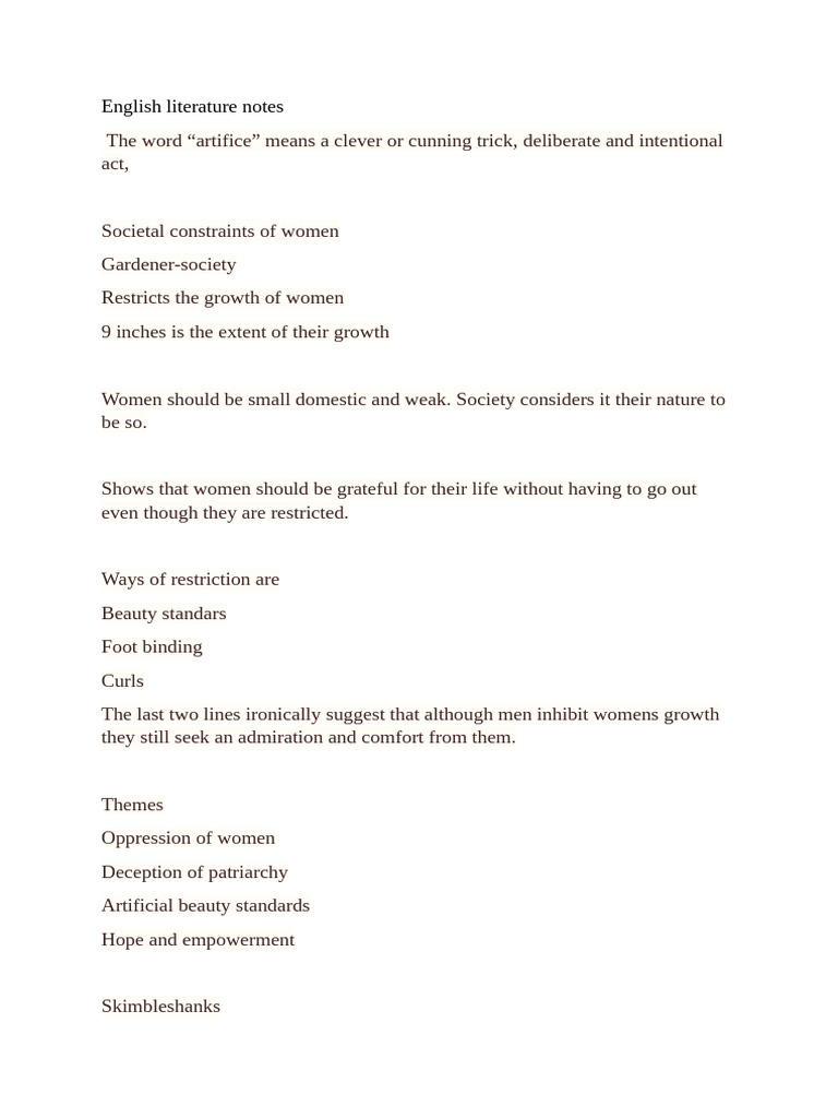 English Literature Notes Grade 9 ICSE | PDF