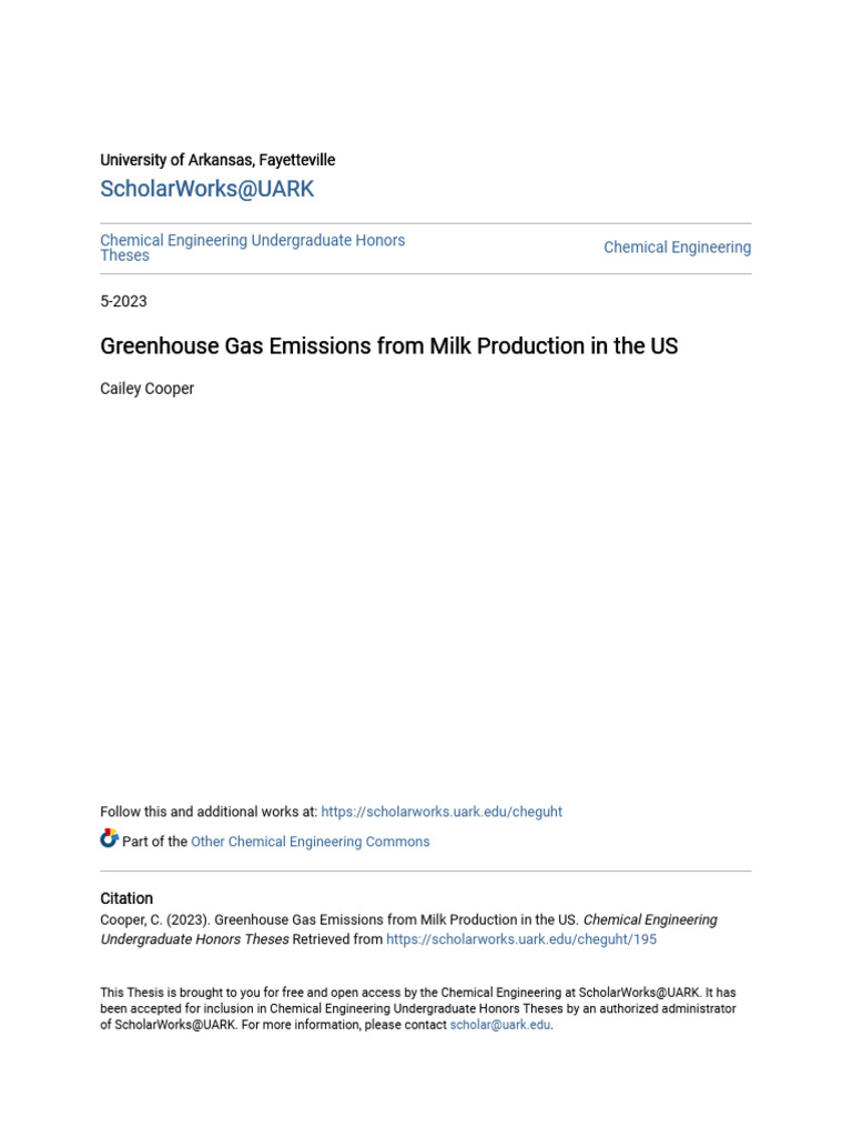 Greenhouse Gas Emissions From Milk Production in The US | PDF | Life ...