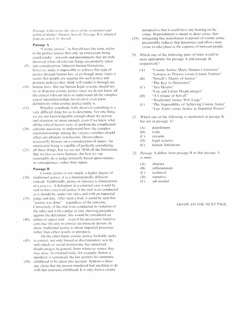 Reading Practice 17 - Cosmic Justice As Sowell | PDF