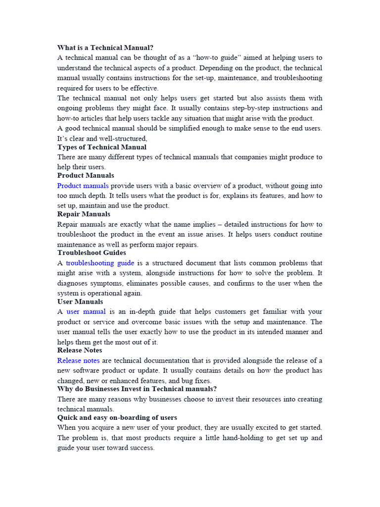Understanding Technical Manuals | PDF | Troubleshooting | Technical ...