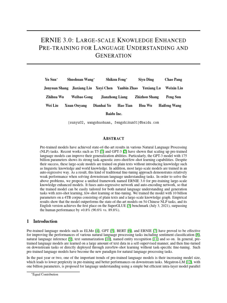 ERNIE 3.0: Knowledge-Enhanced NLP Model | PDF | Information | Semantics