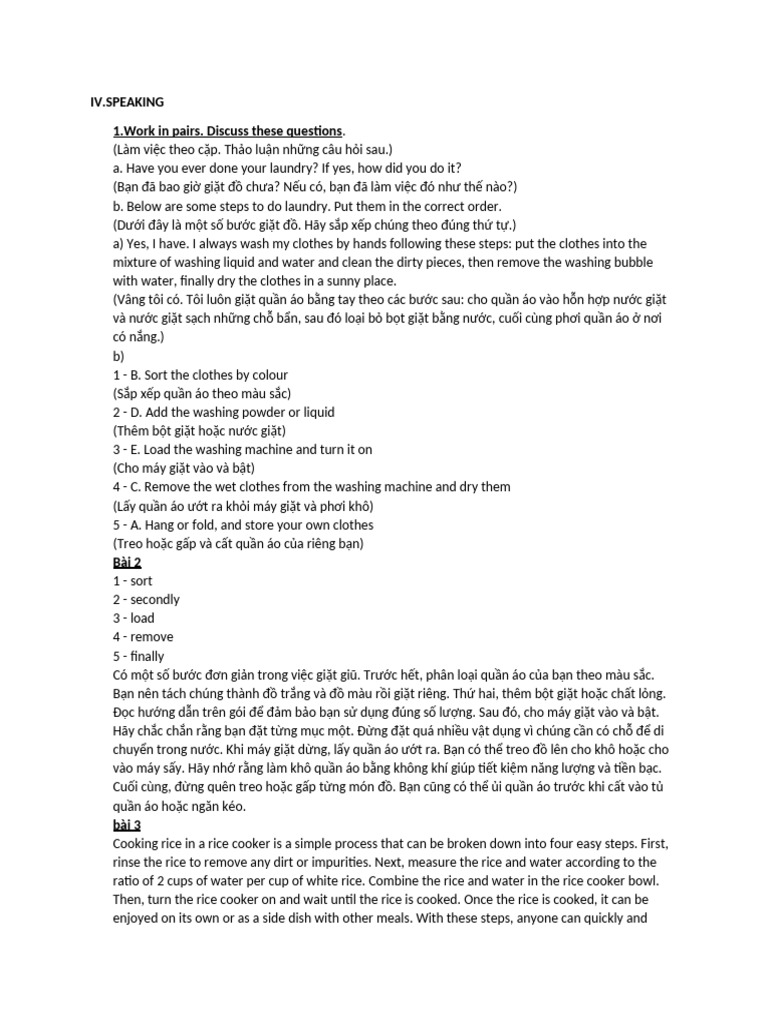 Iv - Speaking 1.work in Pairs. Discuss These Questions | PDF