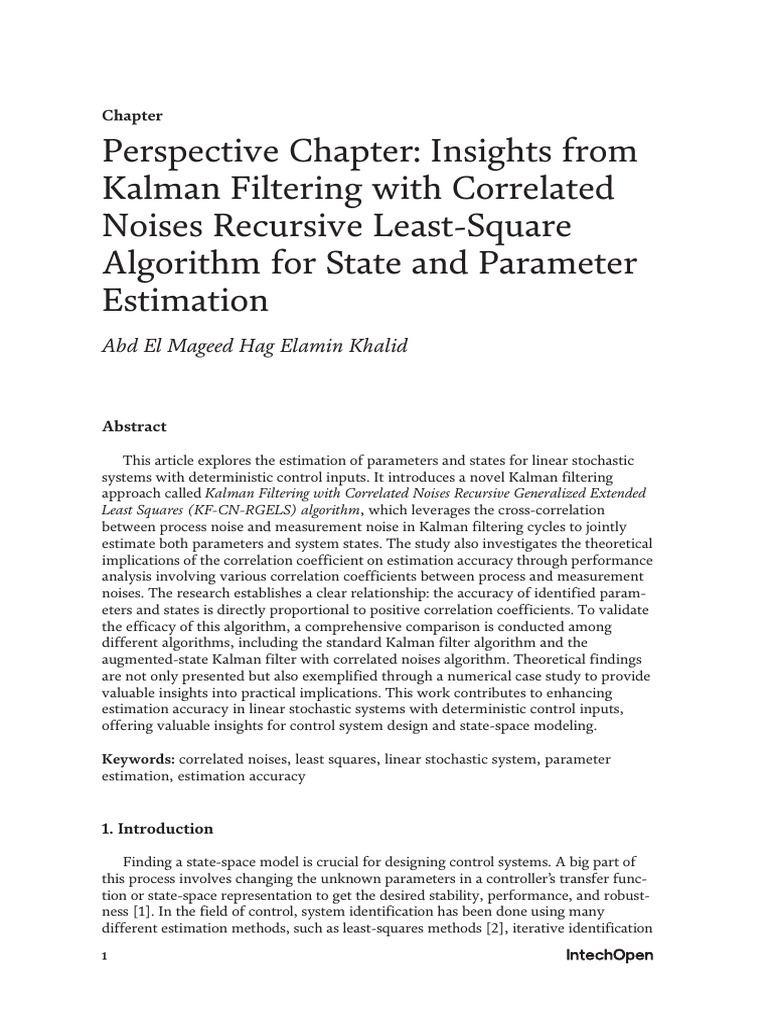 Perspective Chapter - Insights From Kalman Filtering With Correlated Noises Recursive Least ...