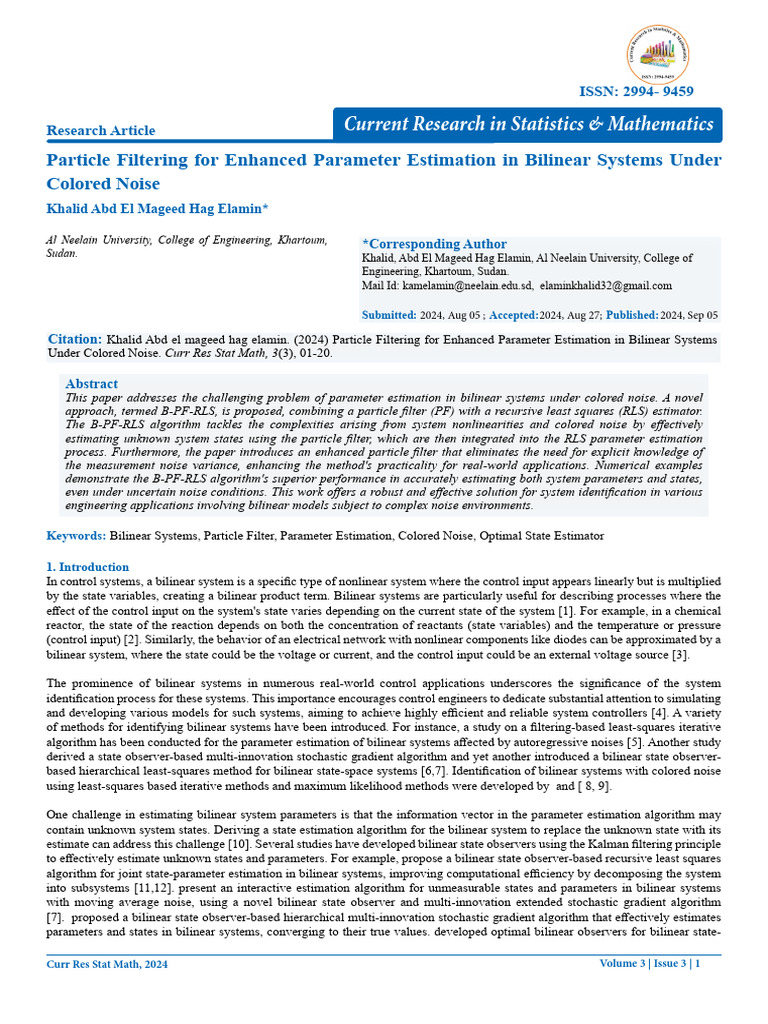 Particle Filtering For Enhanced Parameter Estimation In Bilinear Systems Under Colored Noise