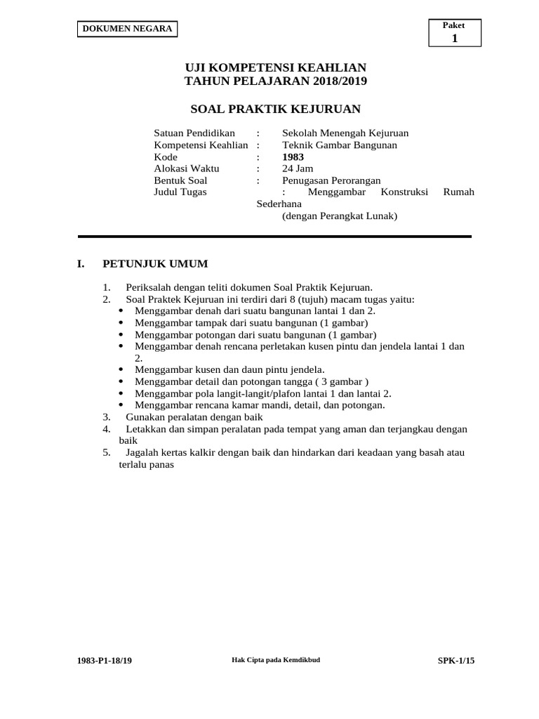 1983-P1-SPK-Teknik Gambar Bangunan-K13 | PDF