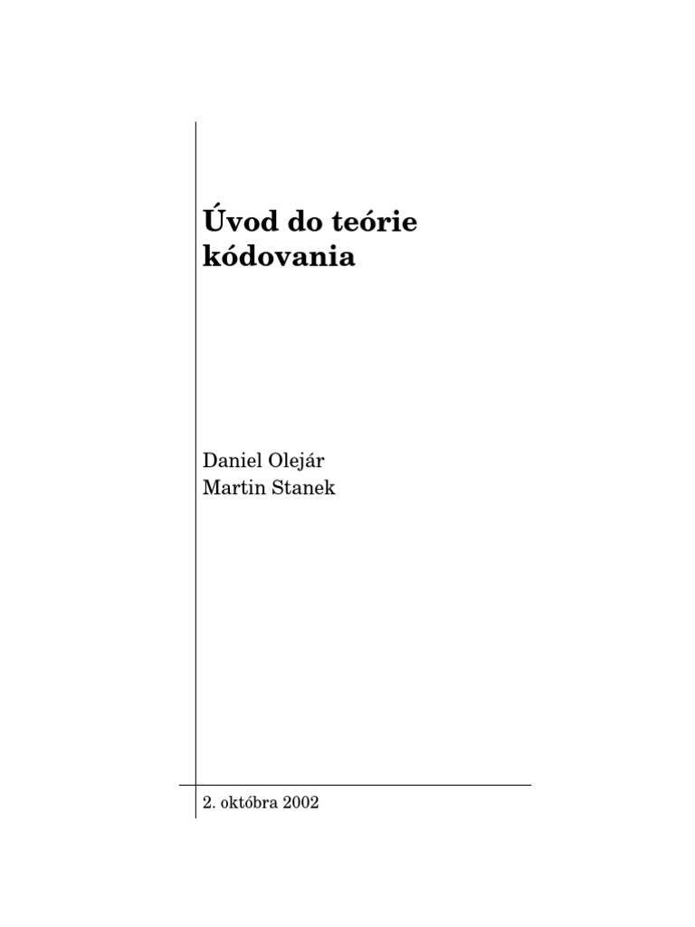 Úvod Do Teórie Kódovania | PDF