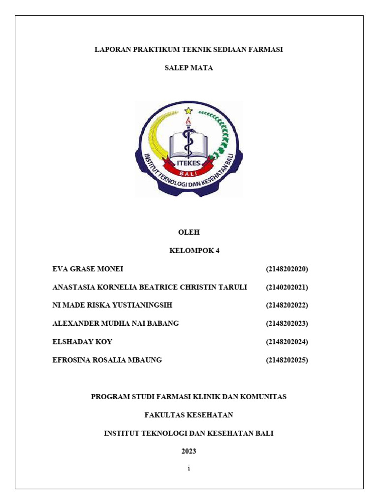 Laporan Praktikum Salep Mata K 4 | PDF