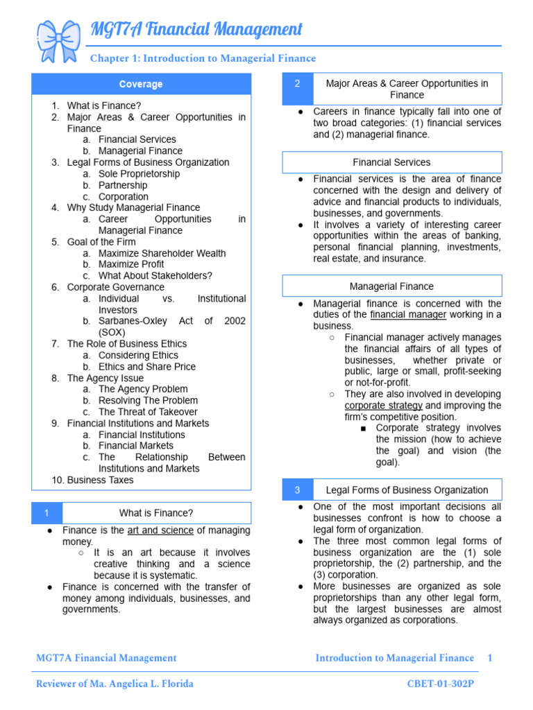 1 Introduction To Managerial Finance | PDF | Financial Services | Economies