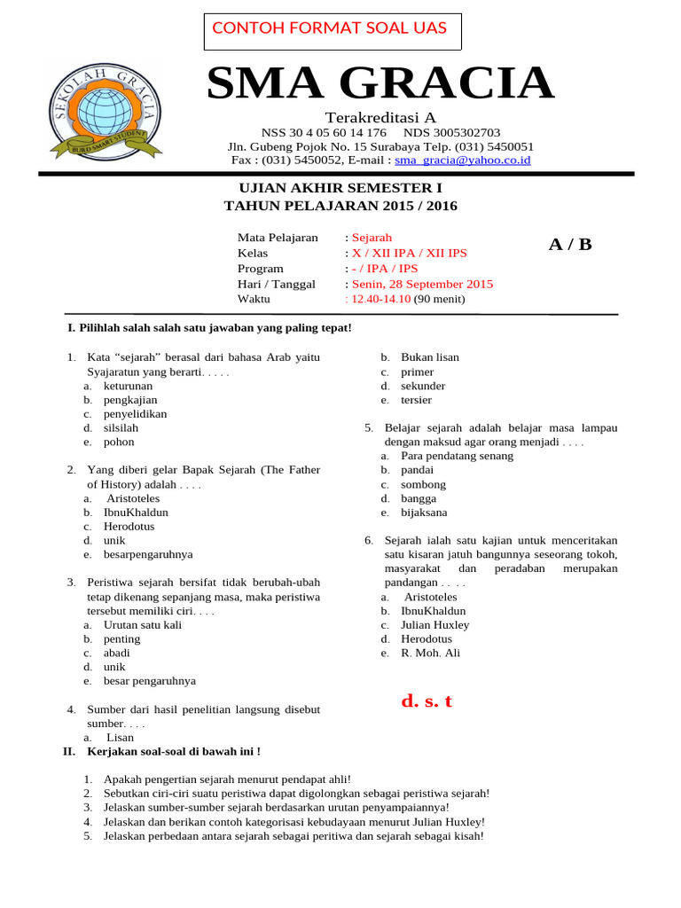 Format Soal Uas | PDF