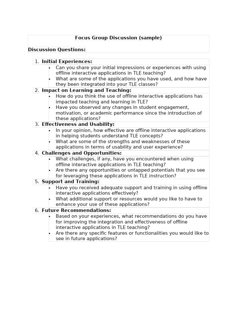 Focus Group Discussion | PDF