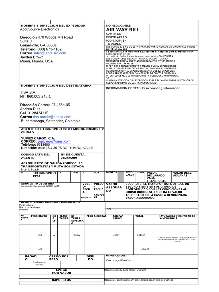 Air Waybill Awb 1 | PDF