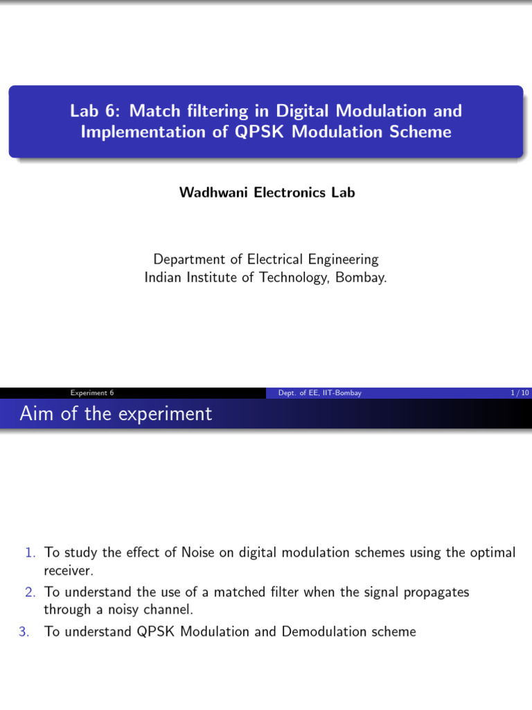 QPSK Modulation & Matched Filtering Lab | PDF | Modulation | Information And Communications ...
