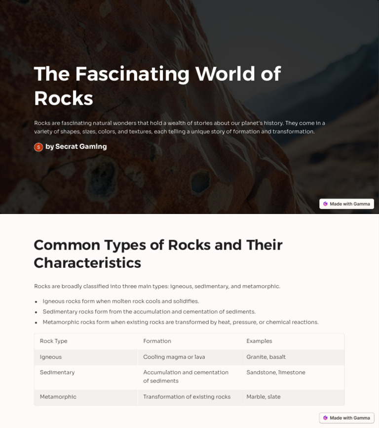 The Fascinating World of Rocks | PDF