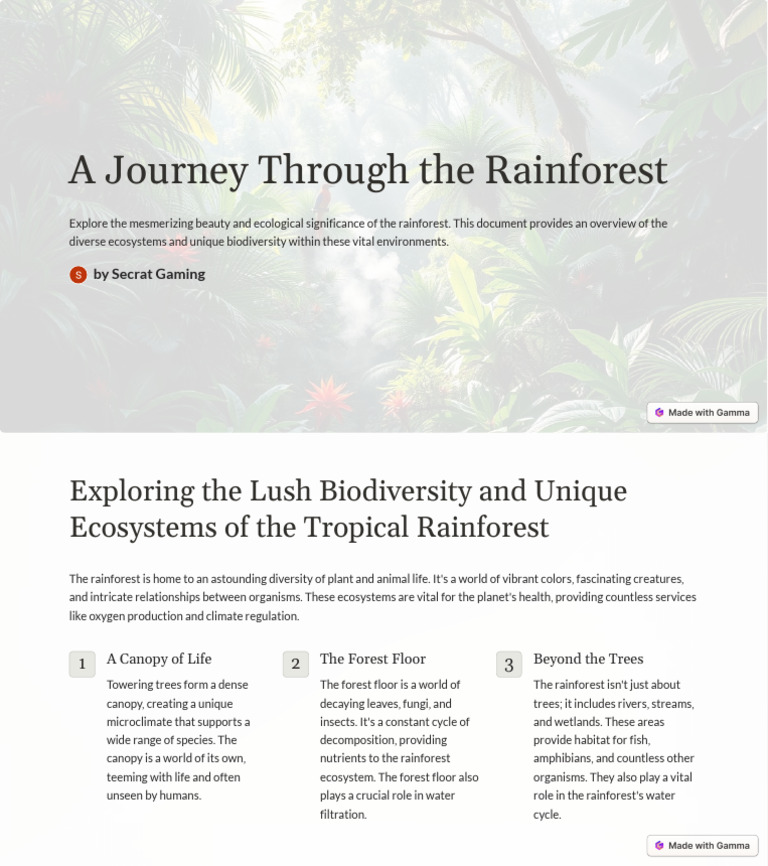 Rainforest Ecosystems & Biodiversity | PDF | Home & Garden | Science ...