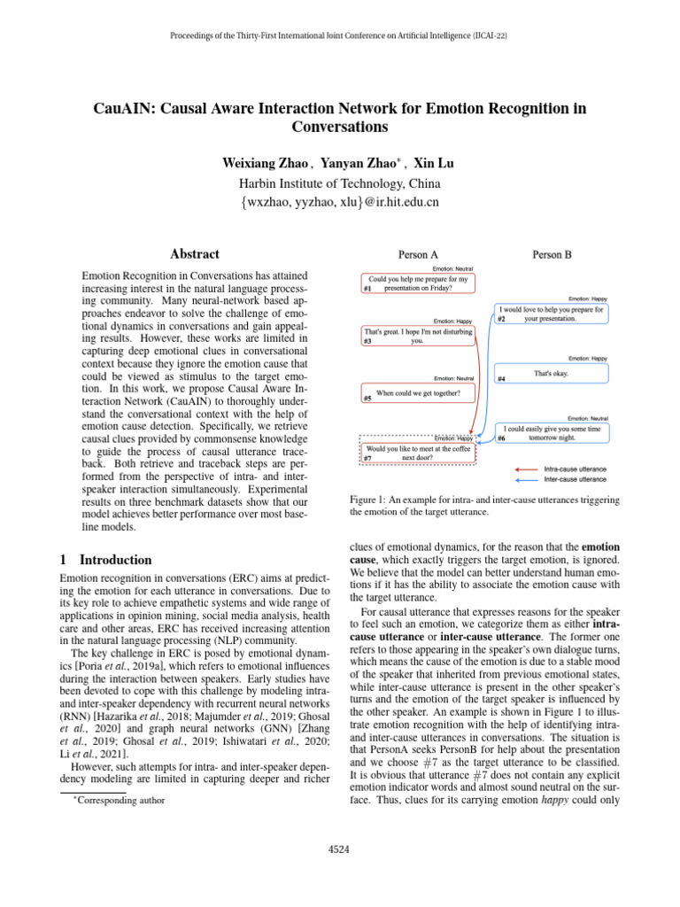 04 - CauAIN - Causal Aware Interaction Network For Emotion Recognition in Conversations | PDF ...