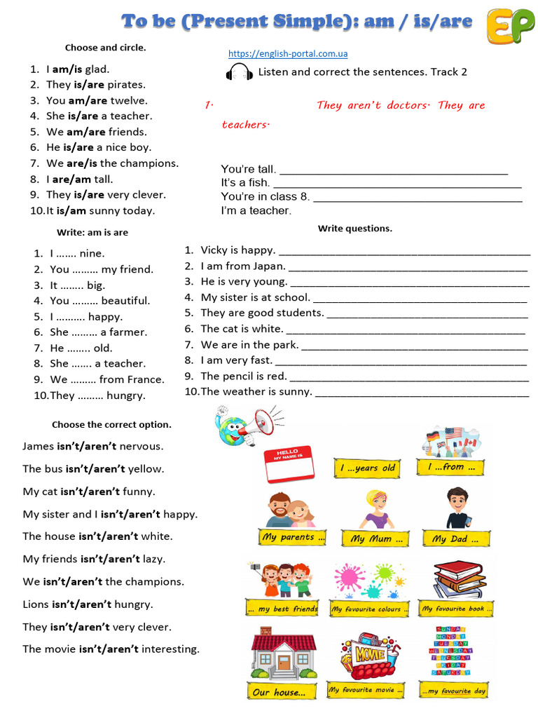 To Be Present Simple Am Is Are Workshee | PDF