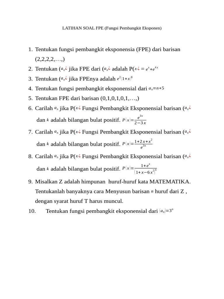 Latihan Soal Fpe | PDF