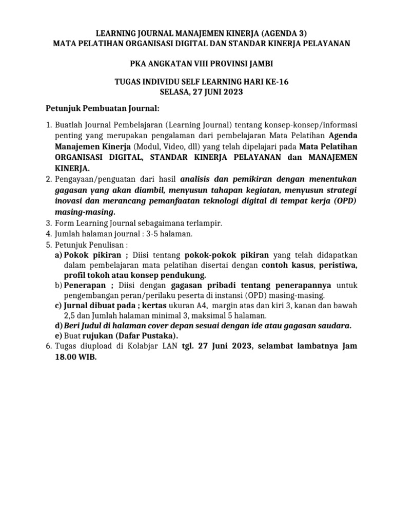 Tugas Learning Journal | PDF