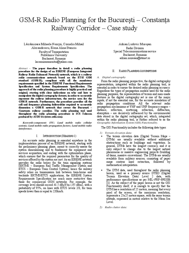 GSM-R Radio Planning for Bucureşti-Constanţa | PDF | Decibel | Radio ...