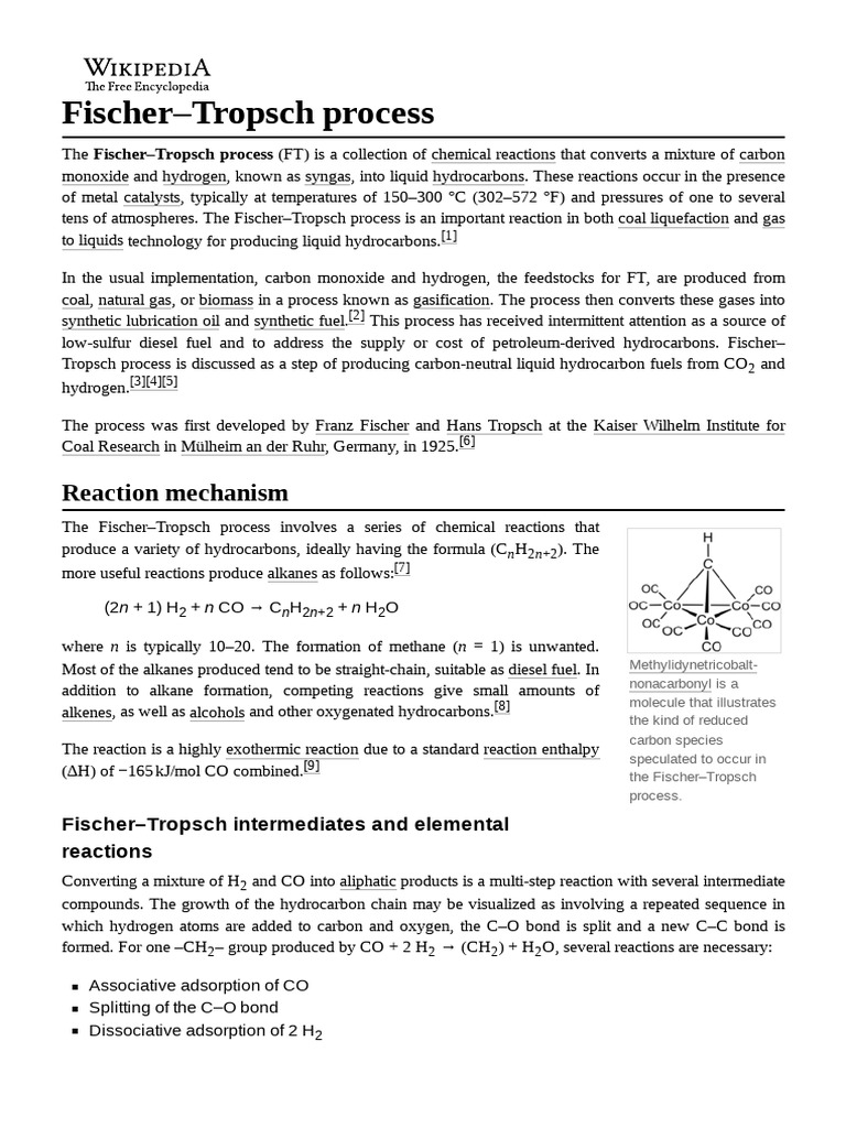 Fischer–Tropsch_process | PDF | Gas To Liquids | Physical Chemistry