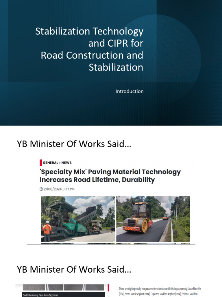 Stabilization Technology and CIPR For Road Construction and ...