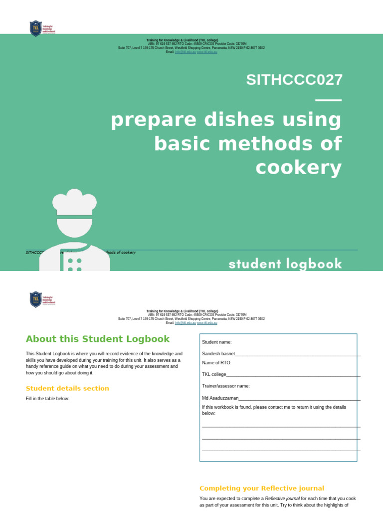 Methods of Cookery Logbook | PDF | Cooking | Food Science