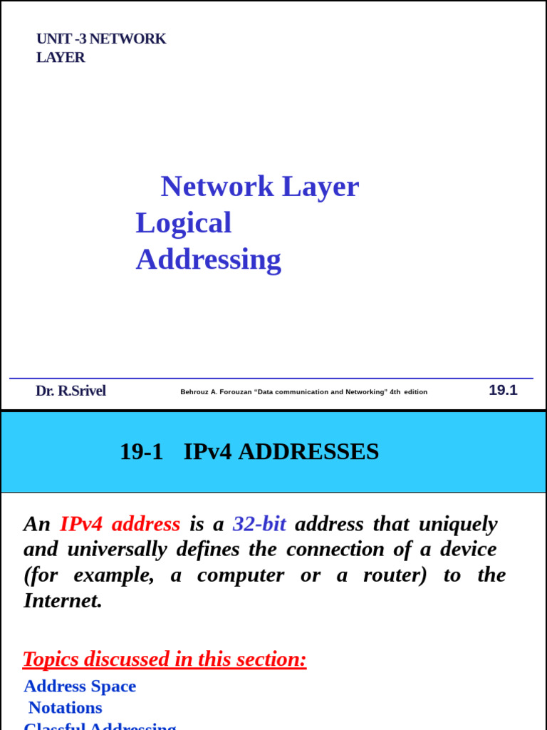 Unit 3 Ipv4, Classful Address | PDF | Computer Network | Telecommunications