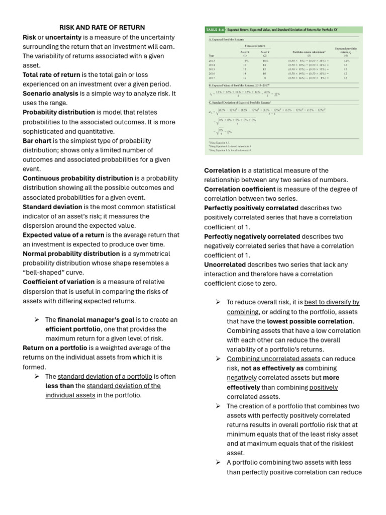 Risk and Rate of Return Theory | PDF | Financial Risk | Capital Asset Pricing Model