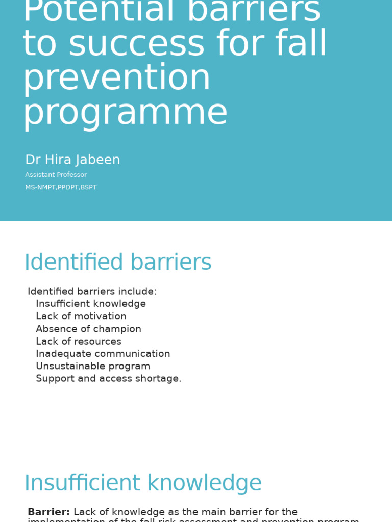 Barriers to Fall Prevention Success | PDF | Motivational | Motivation