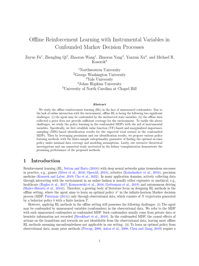 Offline Reinforcement Learning With Instrumental Variables in Confounded Markov Decision ...